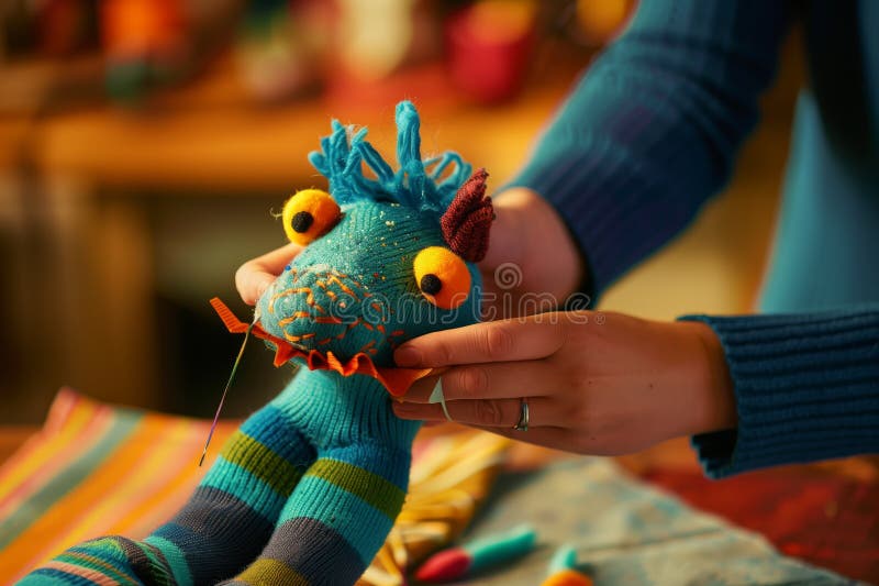 A Tutorial Scene of Someone Demonstrating How To Make a Sock Puppet ...