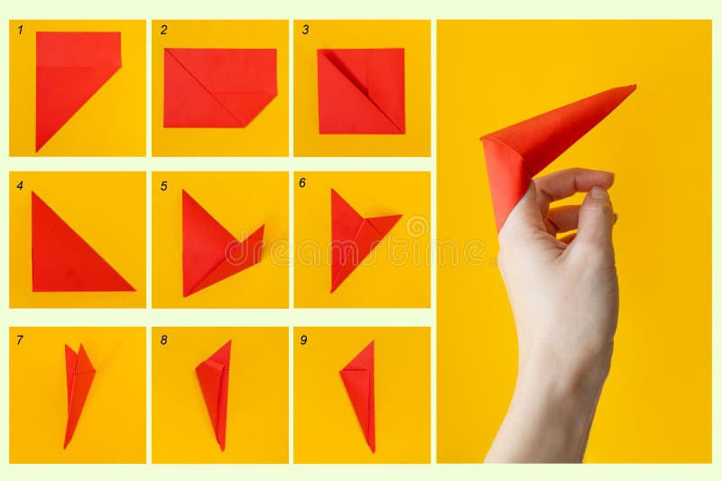 Tutorial Steps Origami Nail, Claw. DIY Concept Stock Photo - Image of ...