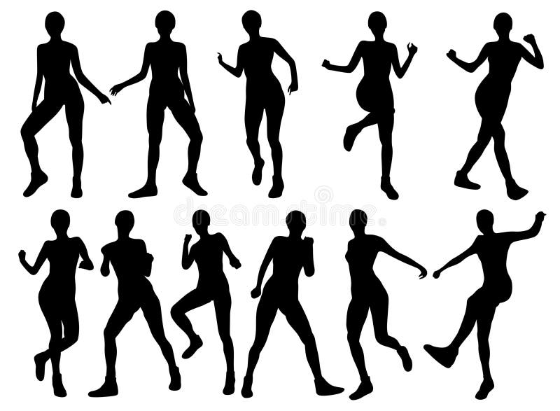 Shuffle dance silhouettes stock illustration. Illustration of young ...