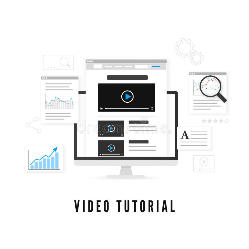 Tutorial and Study Course Online Concept. Online Education Stock Vector ...