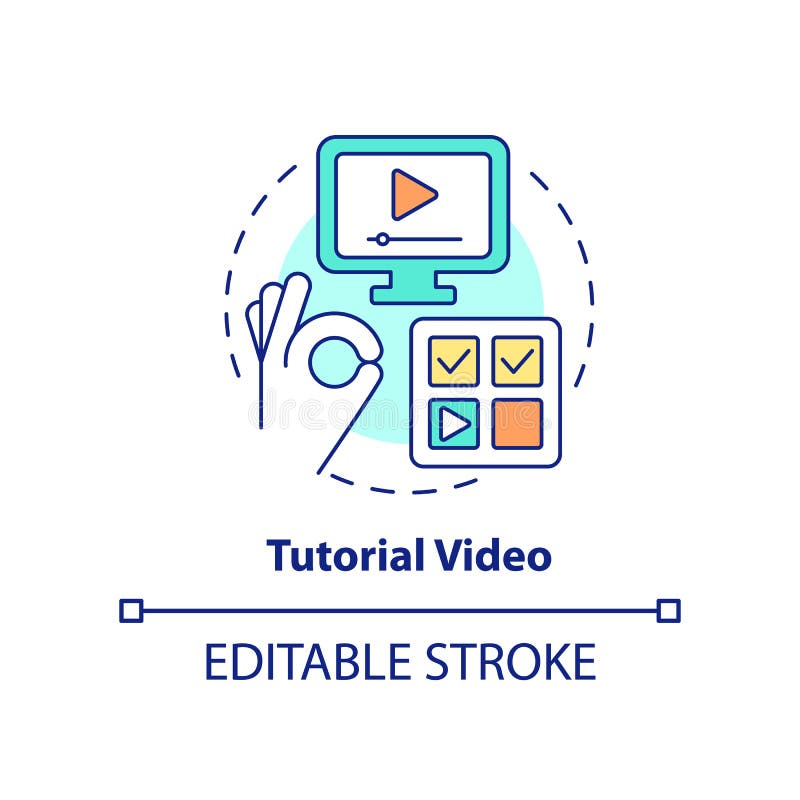 Tutorial Video Concept Icon Stock Vector - Illustration of easy, stroke ...