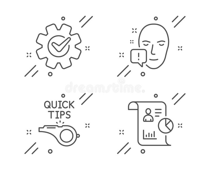 Tutorials, Face Attention and Cogwheel Icons Set. Report Sign. Quick ...