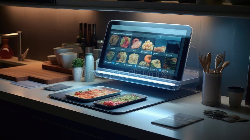 Tutorials kitchen computer stock illustration. Illustration of display ...