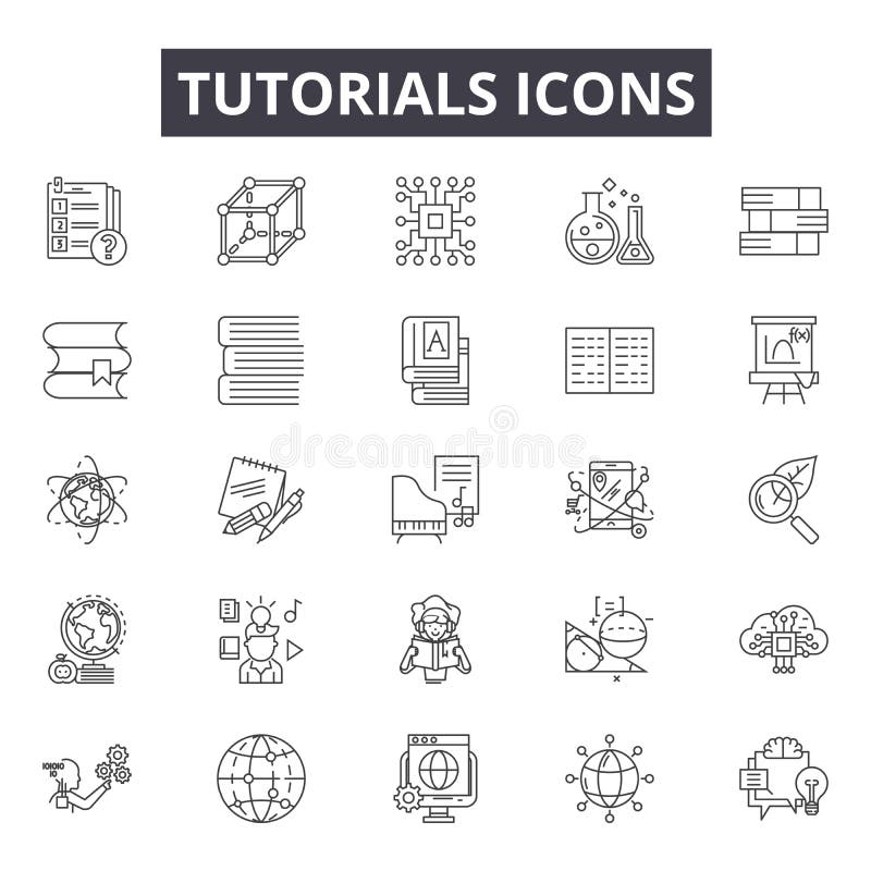Tutorials Line Icons for Web and Mobile Design. Editable Stroke Signs ...