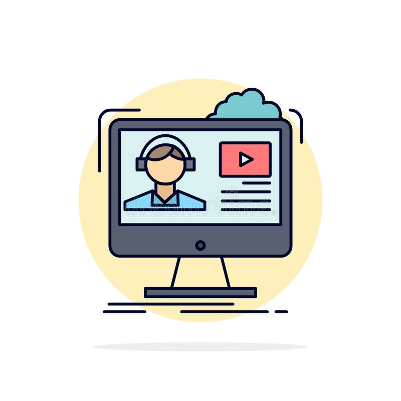 Tutorials, Video, Media, Online, Education Flat Color Icon Vector Stock ...