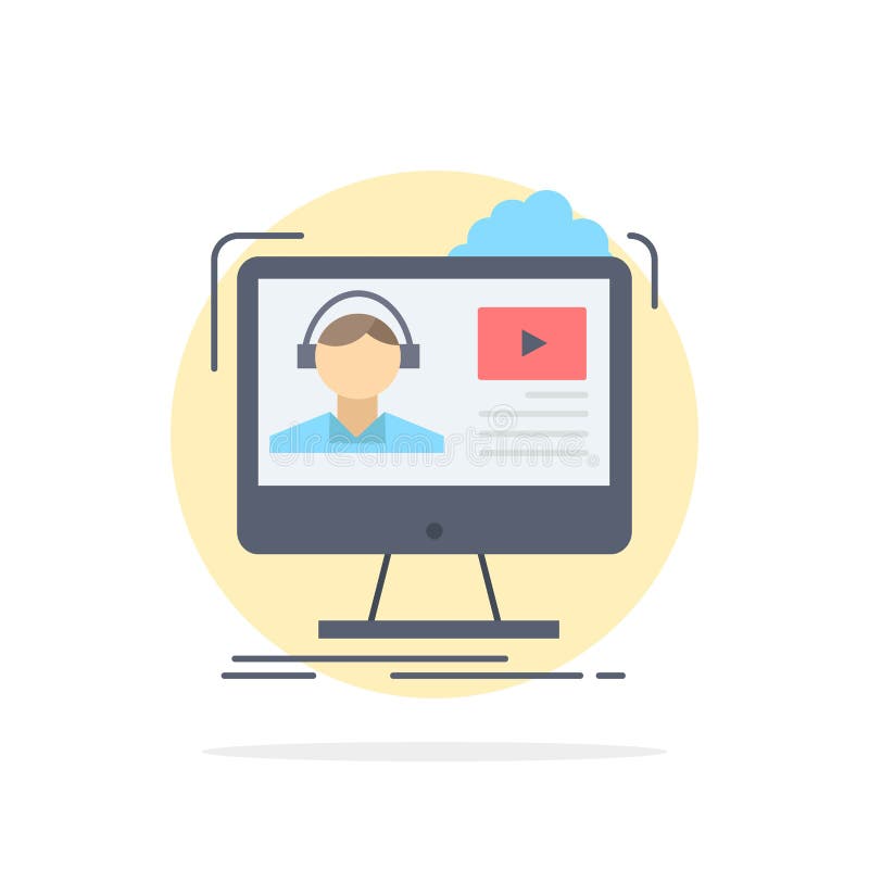 Tutorials, Video, Media, Online, Education Flat Color Icon Vector Stock ...