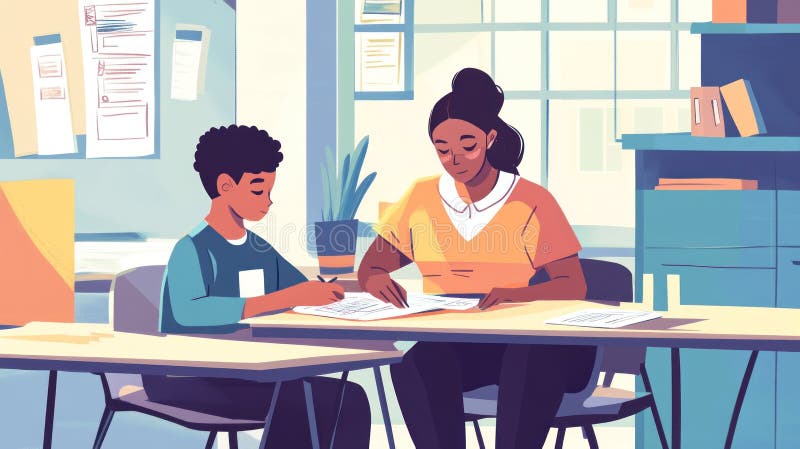 Tutoring Session stock illustration. Illustration of child - 376646200