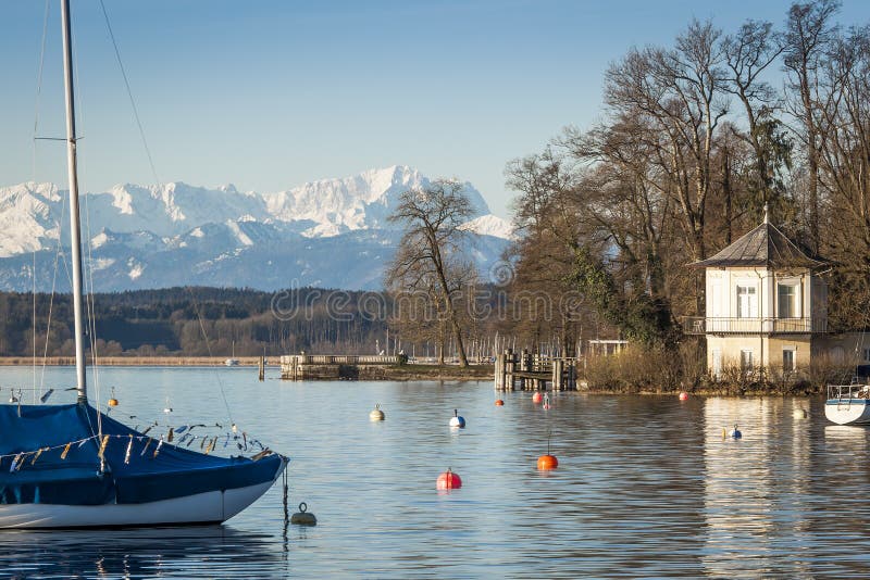 Tutzing at the lake stock photo. Image of coast, bench - 25847382