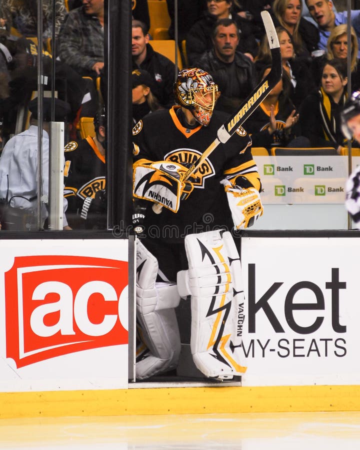 Tuukka Rask makes a save editorial stock image. Image of puck - 22373639