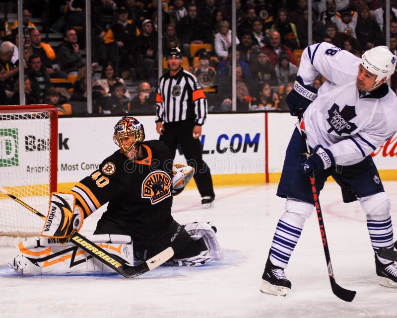 Tuukka Rask makes a save editorial stock image. Image of puck - 22373639