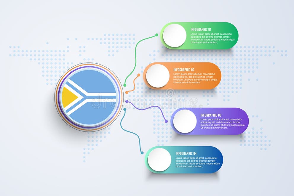 Tuva Flag with Infographic Design Isolated on Dot World Map Stock ...