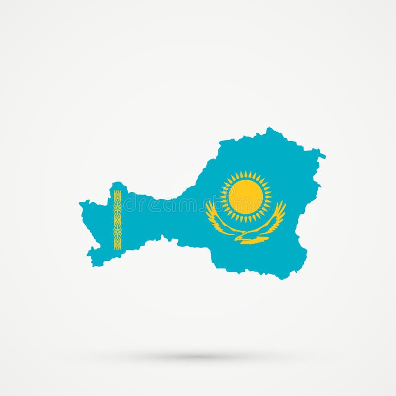 Tuva Republic Map in Kazakhstan Flag Colors, Editable Vector Stock ...