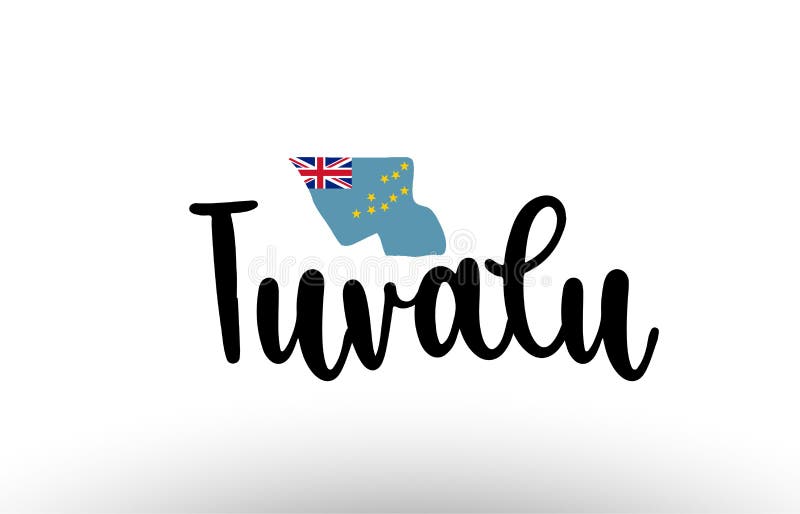 Tuvalu Country Big Text With Flag Inside Map Concept Logo Stock Vector