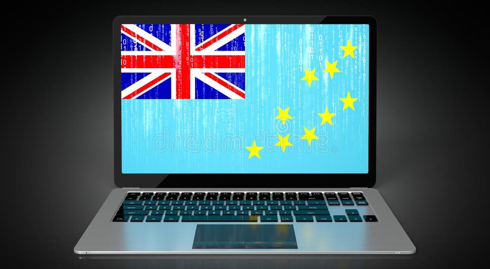 Tuvalu - Country Flag and Binary Code on Laptop Screen Stock ...