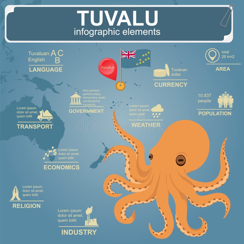 Tuvalu Infographics, Statistical Data, Sights. Octopus Stock Vector ...