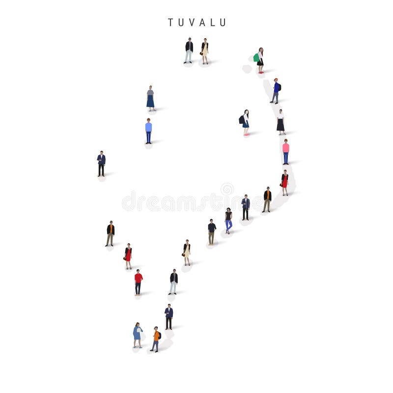 Tuvalu Population Map. Large Group of People in a Shape of Map. Flat ...