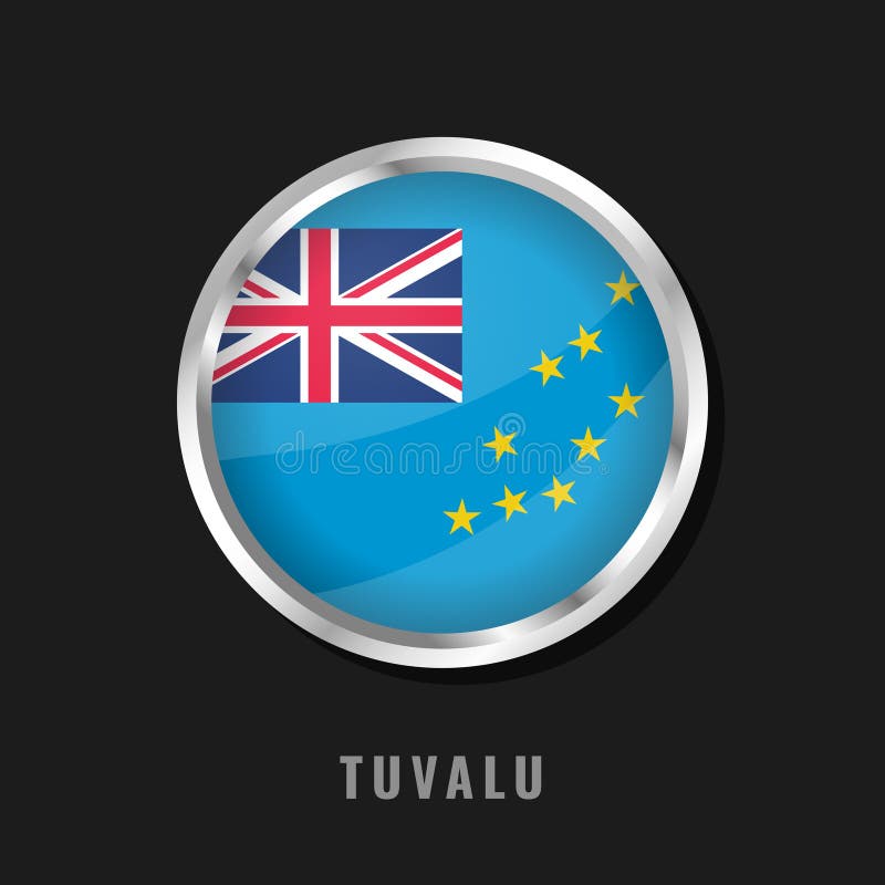 Tuvalu Round Framed National Flag. Circular Glossy Flag of Tuvalu Stock ...