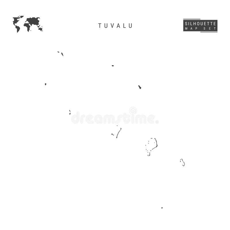 Tuvalu Vector Map Isolated on White Background. High-Detailed Black ...