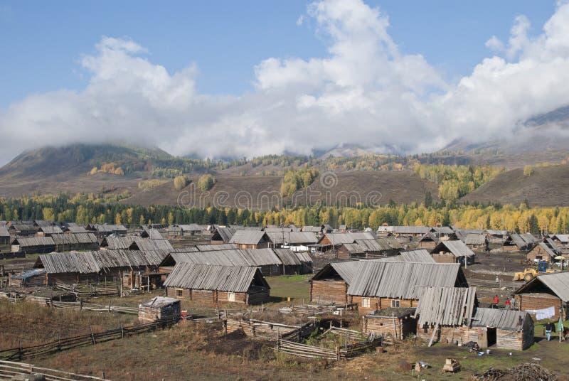 Tuwa people cabin stock image. Image of china, board - 28373963
