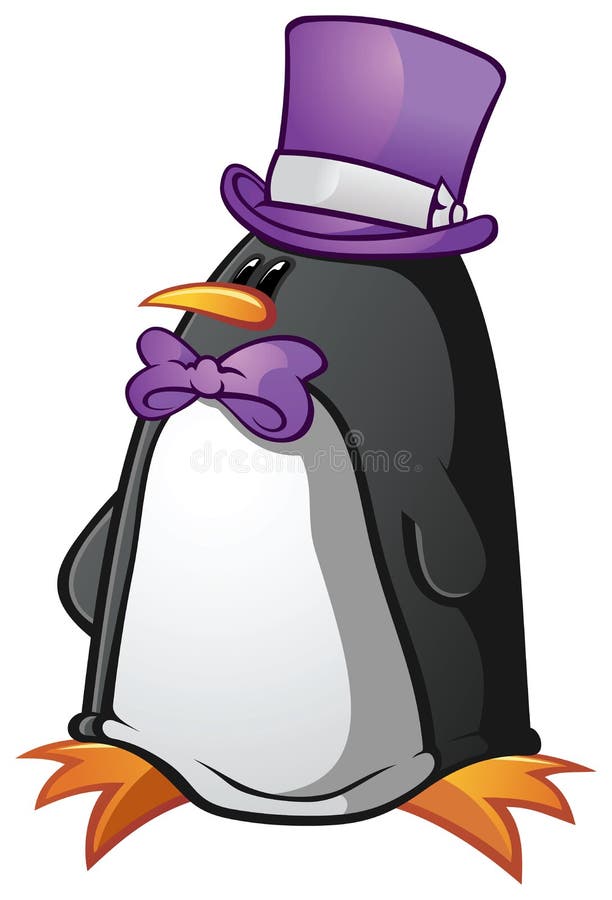 Penguin In Top Hat And Bow Tie Stock Illustration - Illustration of ...
