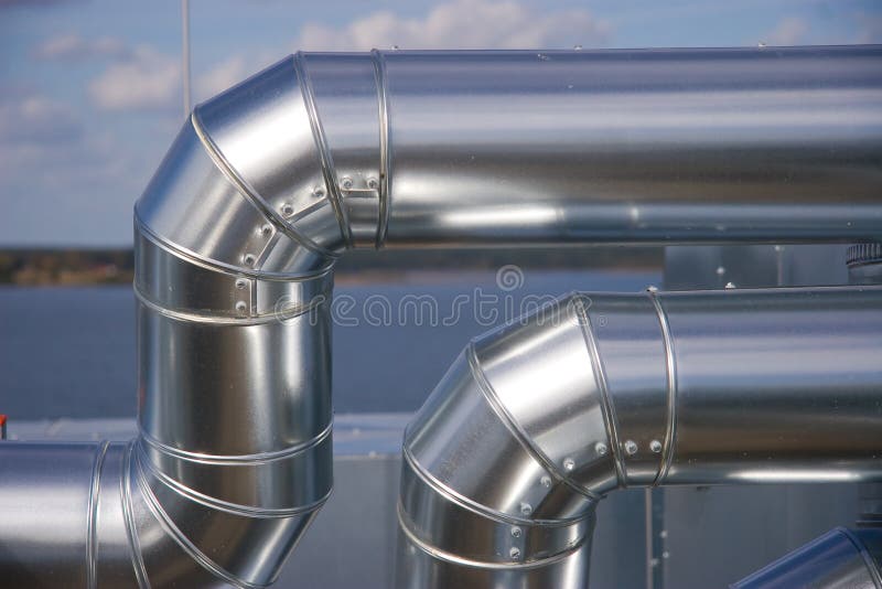 Tuyauterie industrielle photo stock. Image du pipe, bleu - 14219090