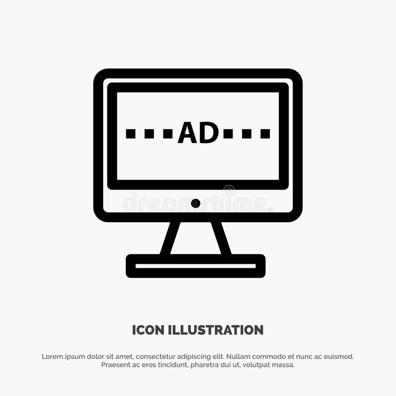 TV, Ad, Television, Screen, Lcd Line Icon Vector Stock Vector ...