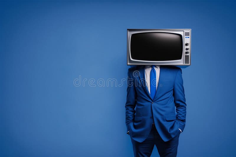 TV Addiction Concept, Man with Television on His Head. Generative Ai ...