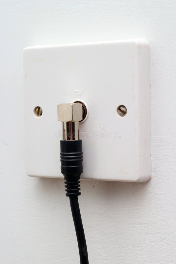 Television Aerial Wall Socket & Chrome Right Angle Plug Adapter Stock ...