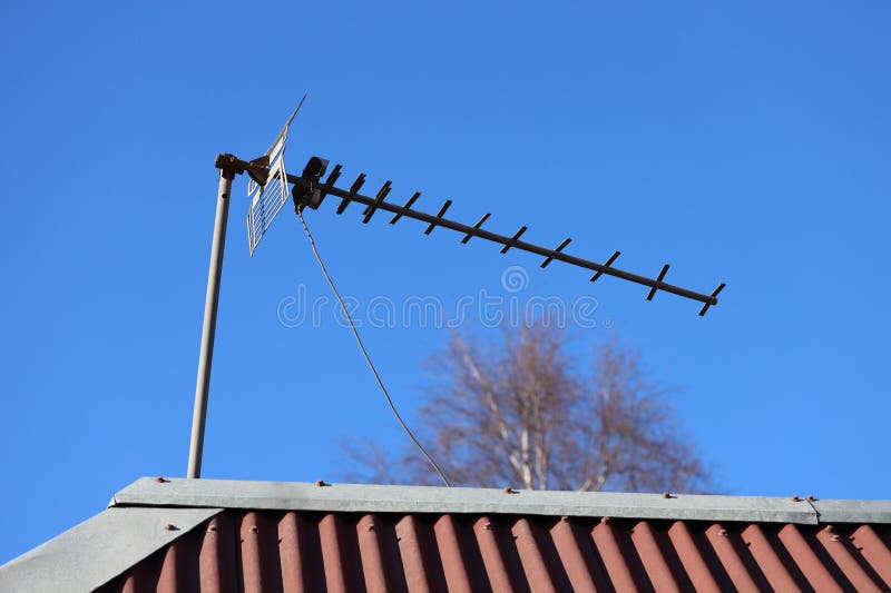 TV Antenna Installed on the Rooftop, Suitable for Use in Urban or ...