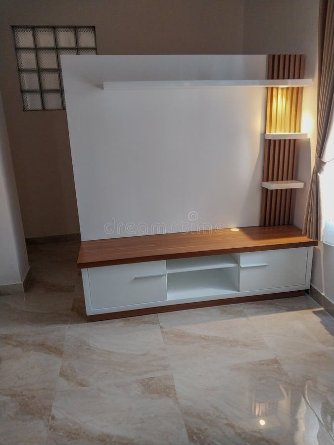 TV Backdrop Combined with Sideboard. Stock Image - Image of angle ...