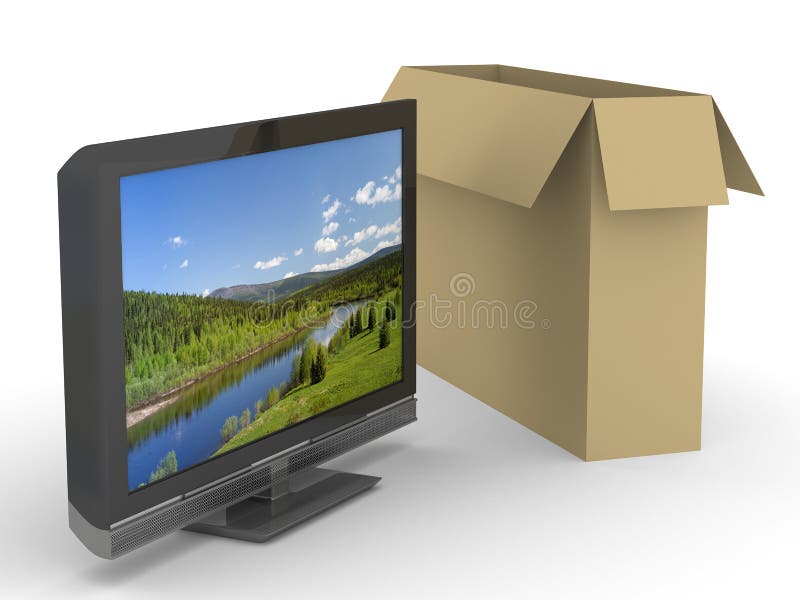 TV and Box on White Background Stock Illustration - Illustration of ...