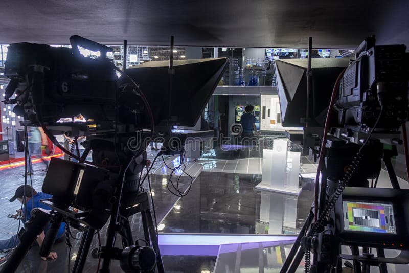TV Broadcast of the Event from the TV Studio. Stock Image - Image of ...