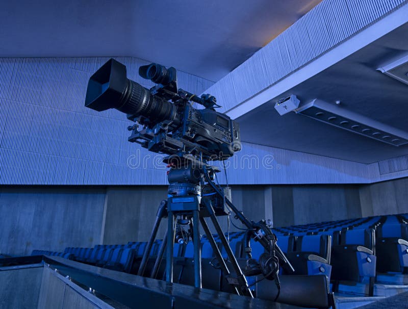 TV Broadcast of the Event from the Theater. Stock Image - Image of ...