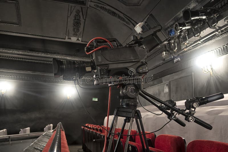 TV Broadcast of the Event from the Theater. Stock Image - Image of ...