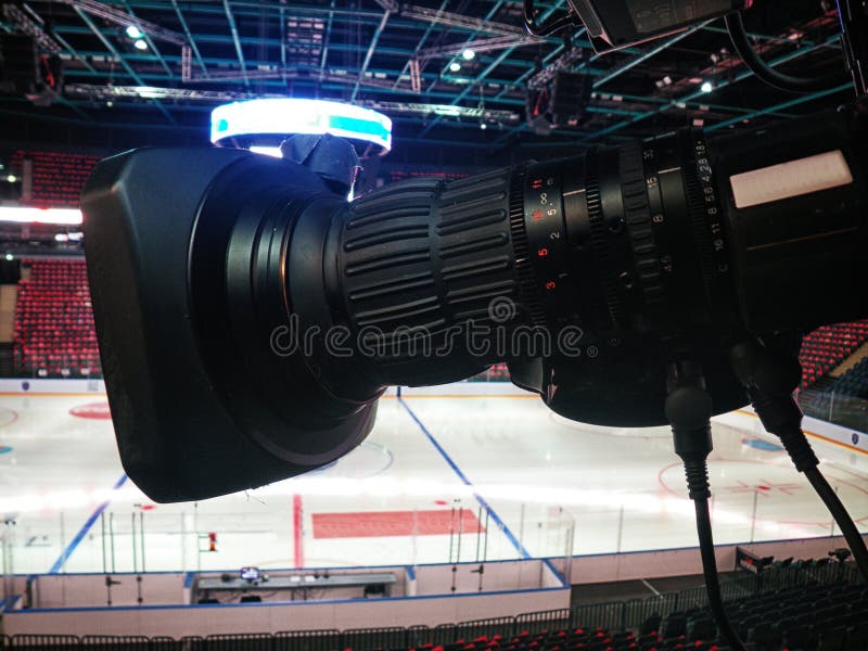 TV Camera for Broadcast Hockey Stock Image - Image of defense, hockey ...