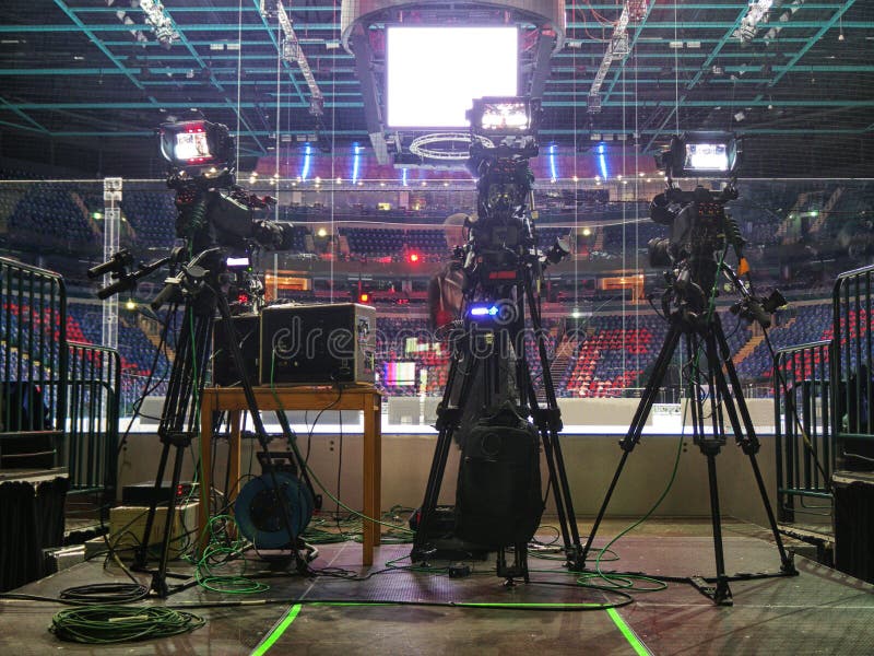 TV Camera for Broadcast Hockey Stock Photo - Image of news, lens: 98569774