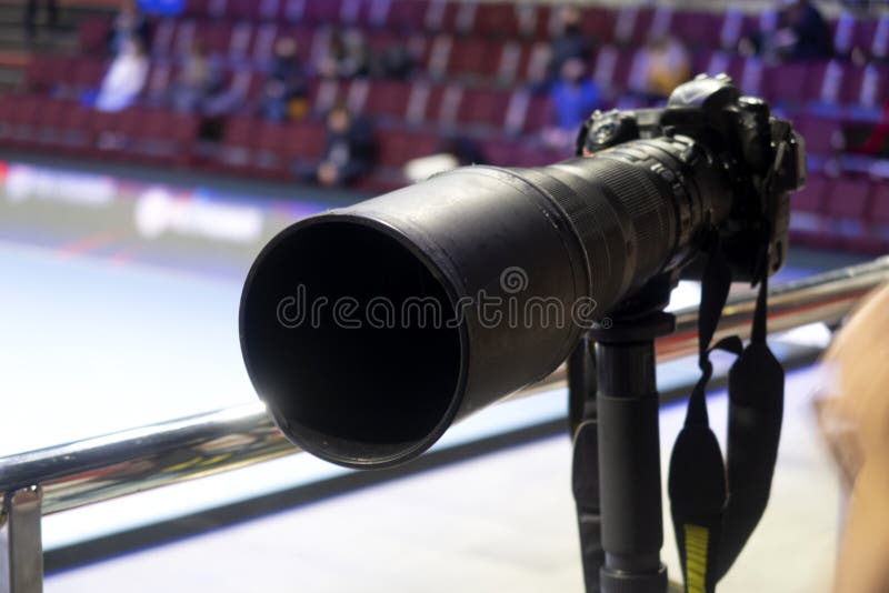 Camera In Broadcast News Room. Stock Photo - Image of conference ...