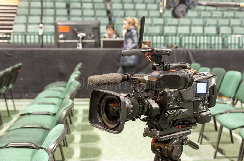 Tv Camera in a Concert Hal. Professional Digital Video Camera ...