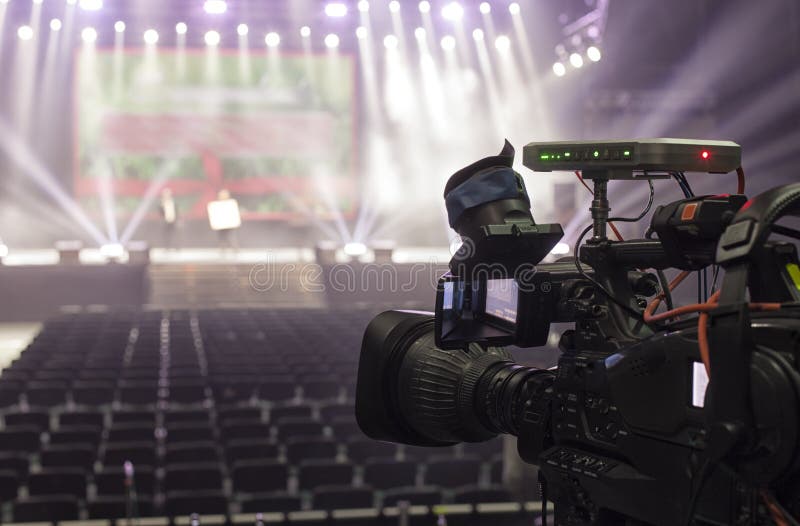 Tv Camera in a Concert Hal. Professional Digital Video Camera. Stock ...