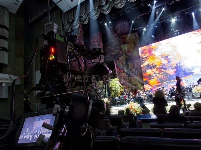 Tv Camera in a Concert Hal. Professional Digital Video Camera ...