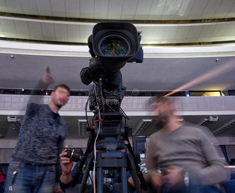 Tv Camera in a Concert Hal. Professional Digital Video Camera. Stock ...