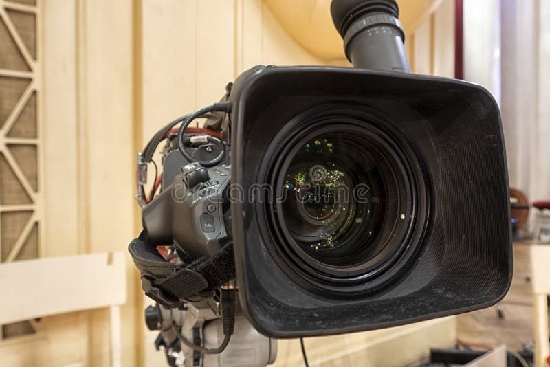 Tv Camera in a Concert Hall. Digital TV Camera Stock Photo - Image of ...