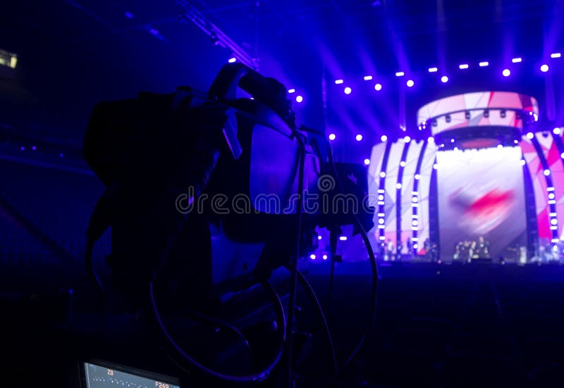Tv Camera in a Concert Hall. Digital TV Camera Stock Image - Image of ...