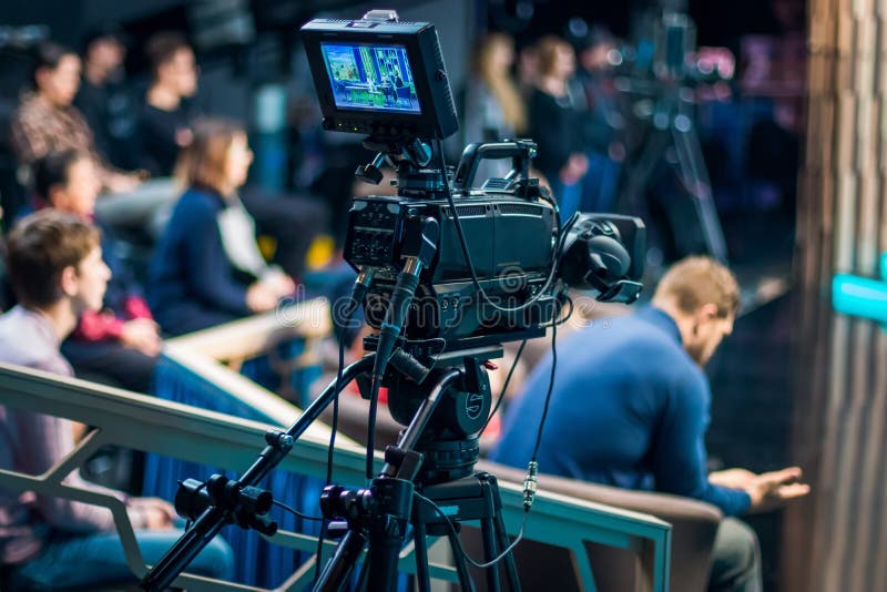 Professional Digital Video Camera. Tv Camera in a Concert Hall ...