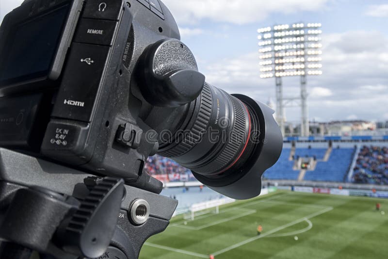 Tv camera in the football stock photo. Image of foreground - 100182760
