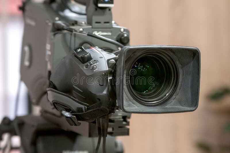 Two Professional TV Video Camera Stock Image - Image of indoors, movie ...