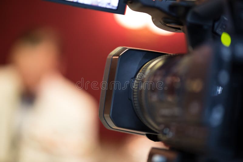 Tv camera look from behind stock image. Image of sharp - 77653421