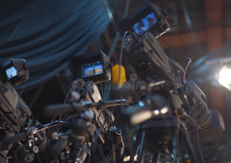 TV camera in recording stock image. Image of white, focus - 212780371