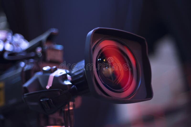 TV camera in recording stock image. Image of lens, professional - 139448885