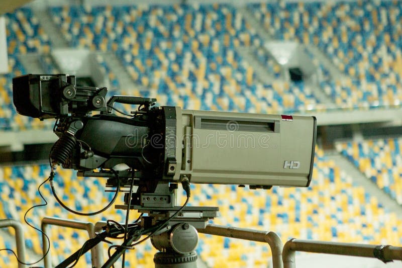 TV Camera at the Stadium during Football Matches Stock Photo - Image of ...